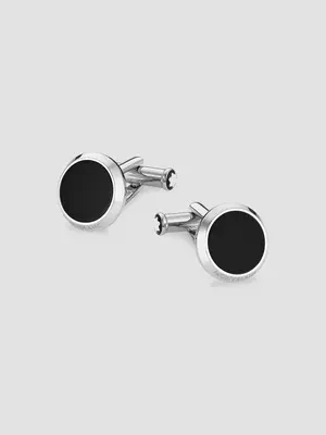 Montblanc Meisterstück Stainless Steel & Black Onyx Cufflinks - Silver