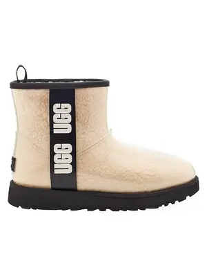 UGG Women's Classic Clear Mini Faux-Shearling Rain Boots - Beige  Beige
