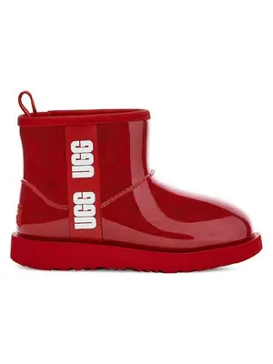 UGG Women's Classic Clear Mini Faux-Shearling Rain Boots - Beige  Samba Red