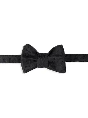 Charvet Large Silk Tonal Bow Tie Black