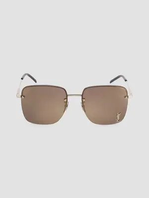 Saint Laurent Monogram 58mm Square Sunglasses - Brown