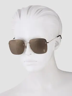 Saint Laurent Monogram 58mm Square Sunglasses - Brown