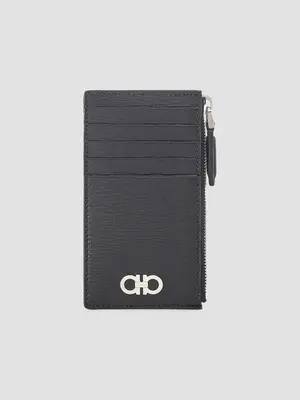 FERRAGAMO Revival Gancini Card Wallet - Nero Red