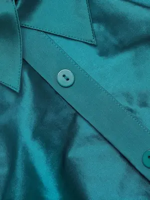 Rickie Freeman For Teri Jon Taffeta Laser Cut Shirtdress - Teal