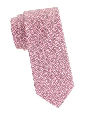 FERRAGAMO Tonal Gancini Silk Tie Pink