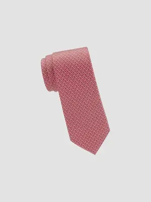 FERRAGAMO Tonal Gancini Silk Tie Red