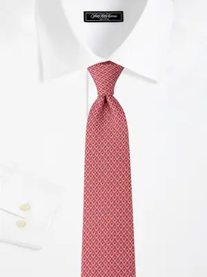 FERRAGAMO Tonal Gancini Silk Tie - Red