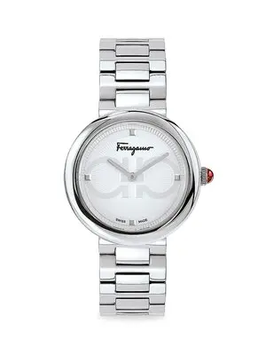 FERRAGAMO Chic Stainless Steel Bracelet Watch - Silver