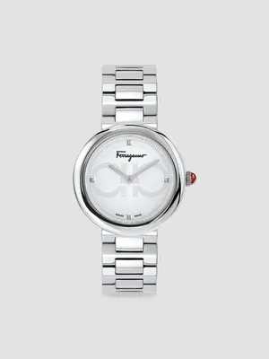 FERRAGAMO Chic Stainless Steel Bracelet Watch - Silver