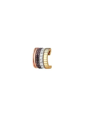 Boucheron Quatre Classique Tri-tone 18k 0.14 Tcw Diamond & Pvd Single Ear Cuff - Multi