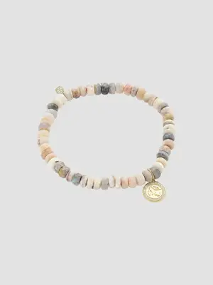 SYDNEY EVAN Australian Opal, 14k Yellow & 0.084 Tcw Diamond Luck & Protection Charm Beaded Bracelet - Gold