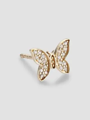 SYDNEY EVAN 14k & Diamond Tiny Butterfly Single Stud Earring - Gold
