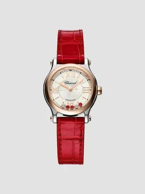 Chopard Happy Sport Alligator Strap Watch - Red
