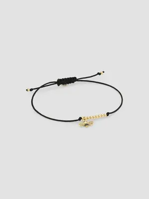 SYDNEY EVAN 14k Yellow Tiny Pavé Bee Cord Bracelet - Gold