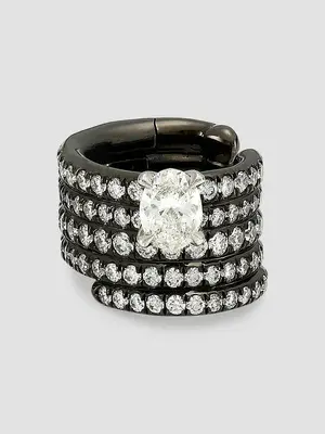 REPOSSI Blast 18k Gold & Diamond Pavé Stacked Single Ear Cuff