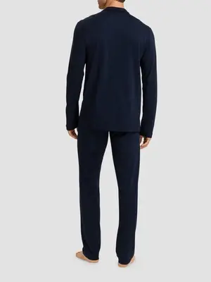 Hanro Basic Piped 2-piece Long Pajama Set