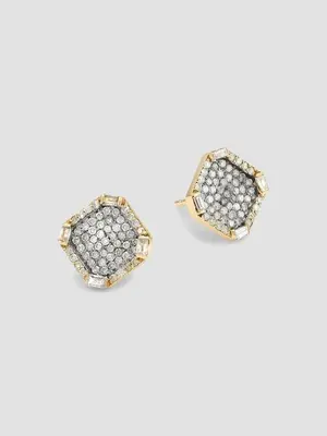 Nina Gilin Two-tone & Diamond Octagon Stud Earrings - Gold