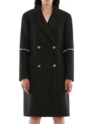 Alexander McQueen Women's Long Double-Breasted Coat - Black  - Black