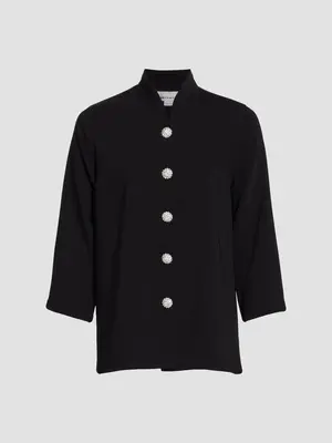 Caroline Rose Suzette Pavé-button Crepe Jacket - Black