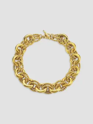 KENNETH JAY LANE Polished 22k Goldplated Double-twist Link Collar Necklace - Gold
