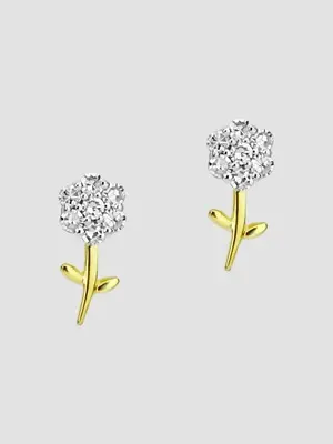 Meira T 14k & Diamond Flower Stud Earrings