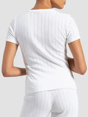 LESET Pointelle Crewneck T-shirt - White