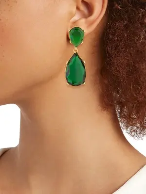 KENNETH JAY LANE Color Crystal Double-teardrop Earrings