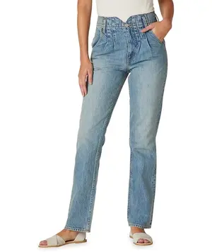 Hudson Jeans Women's Pleated Straight-Leg Jeans - Sift  - Sift