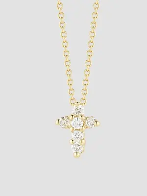 Roberto Coin Tiny Treasures 0.11 Tcw Diamond & 18k Yellow Baby Cross Pendant Necklace - Gold