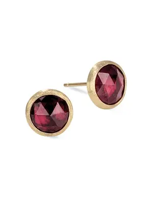 Marco Bicego Jaipur Color 18k Yellow Gold & Red Garnet Stud Earrings Red Garnet