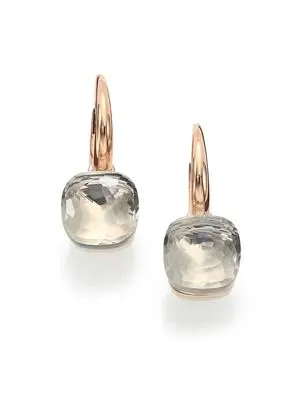 Pomellato Nudo White Topaz & 18k Leverback Earrings - Rose Gold