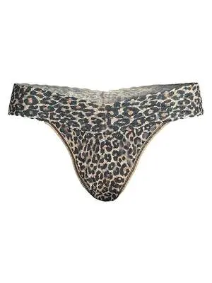 Hanky Panky Women's Classic Leopard Lace Original-Rise Thong - Neutral
