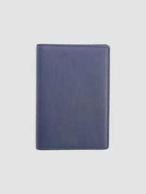 ROYCE NEW YORK Rfid-blocking Leather Passport Case - Navy Blue