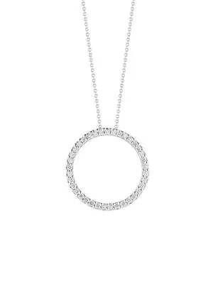 Roberto Coin Tiny Treasures Diamond & 18k Circle Pendant Necklace - White Gold