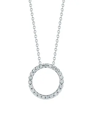 Roberto Coin Tiny Treasures 0.11 Tcw Diamond & 18k Petite Circle Pendant Necklace - White Gold