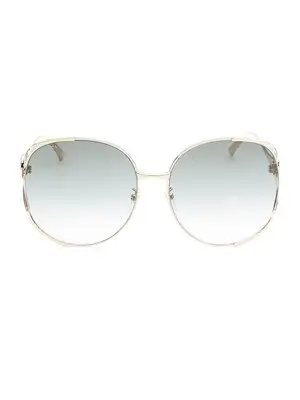 Gucci Women's 63MM Oversized Oval Sunglasses - Gold Gold