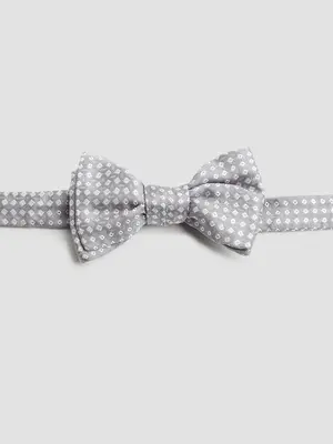 Charvet Neat Square Silk Bow Tie Grey Multi