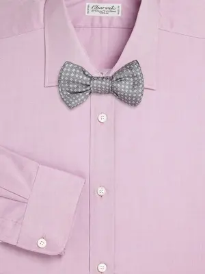 Charvet Neat Square Silk Bow Tie - Grey Multi