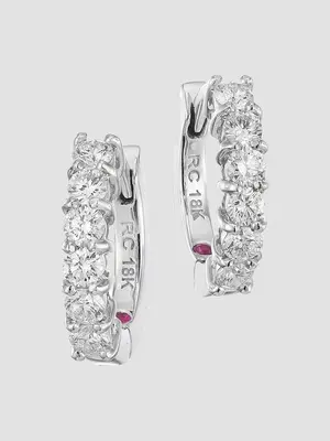 Roberto Coin 18k & 0.70 Tcw Diamond Huggie Hoop Earrings/13mm - White Gold