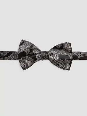 Eton Paisley Silk-blend Pre-tied Bow Tie - Black