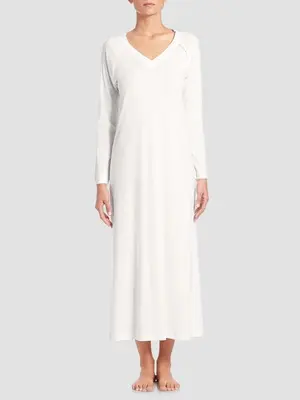 Hanro Pure Essence Long-sleeve Gown - Off White