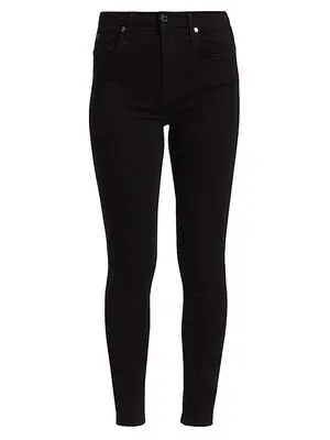 7 For All Mankind The High-rise Skinny Slim Illusion Jeans - Black Rinse