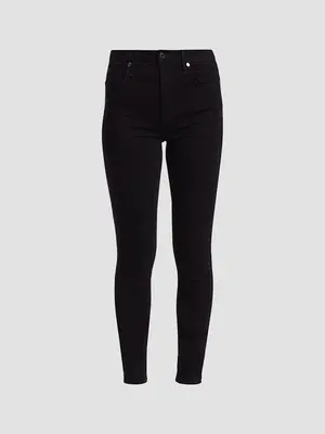 7 For All Mankind The High-rise Skinny Slim Illusion Jeans - Black Rinse