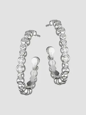 Ippolita Stardust Sterling & Diamond Hoop Earrings - Silver