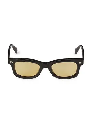 R H U D E Men's Sun Ray Acetate 48mm Rectangular Sunglasses - White Yellow Black Yellow