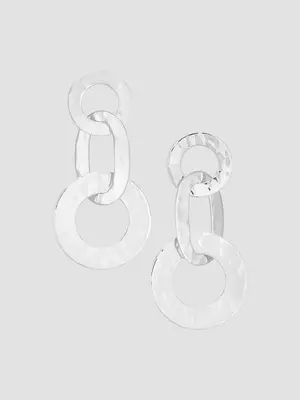 Ippolita Classico Sterling Hammered Triple Roma Link Circle Drop Earrings - Silver