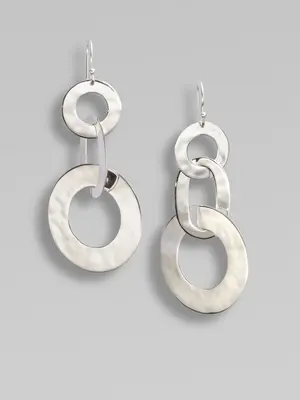 Ippolita Classico Sterling Hammered Triple Roma Link Circle Drop Earrings