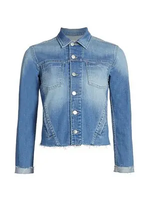 L'Agence Janelle Slim-fit Raw-edge Denim Jacket Ashford