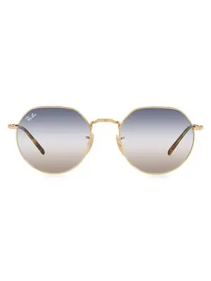 Ray-ban Men's RB3565 53MM Round Geometric Sunglasses - Gold - Gold