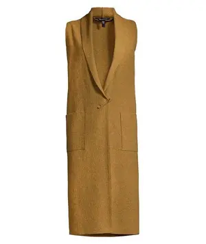Eileen Fisher Long Shawl Collar Vest - Brown